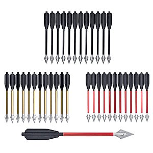 6.25 Inch Aluminum Crossbow Bolts Set with Sharp Metal Tip 50-80LB Mini Archery Crossbow Arrows for Shooting Target Practice Small Hunting Game (12pcs, Red)