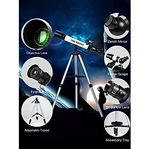 Telescopes for Adults Astronomy - 700x90mm AZ Astronomical Professional Refractor Telescope for Kids Beginners Astronomy with Advanced Eyepieces, Cool Christmas Astronomy Gift for Men, White