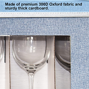 homyfort China Storage Containers for Mug, Stemware Storage and Plates, China Dishes Coffee Tea Cups Mugs Wine Glasses Transport, Hard Shell and Stackable, Includes 24 Felt Protectors Set of 4 (Blue)