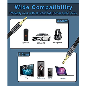 3.5mm Audio Cable, Audio Cable Male to Male 4ft, BEZOKABLE Nylon Braided Aux Cable Auxiliary Cable Hi-fi Sound for Car, Headphones, Home Stereos, Speakers, Tablets, iPhone iPad