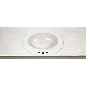 Design House 553354 Single Bowl Cultured Marble Vanity Top, 61 22-Inches, White