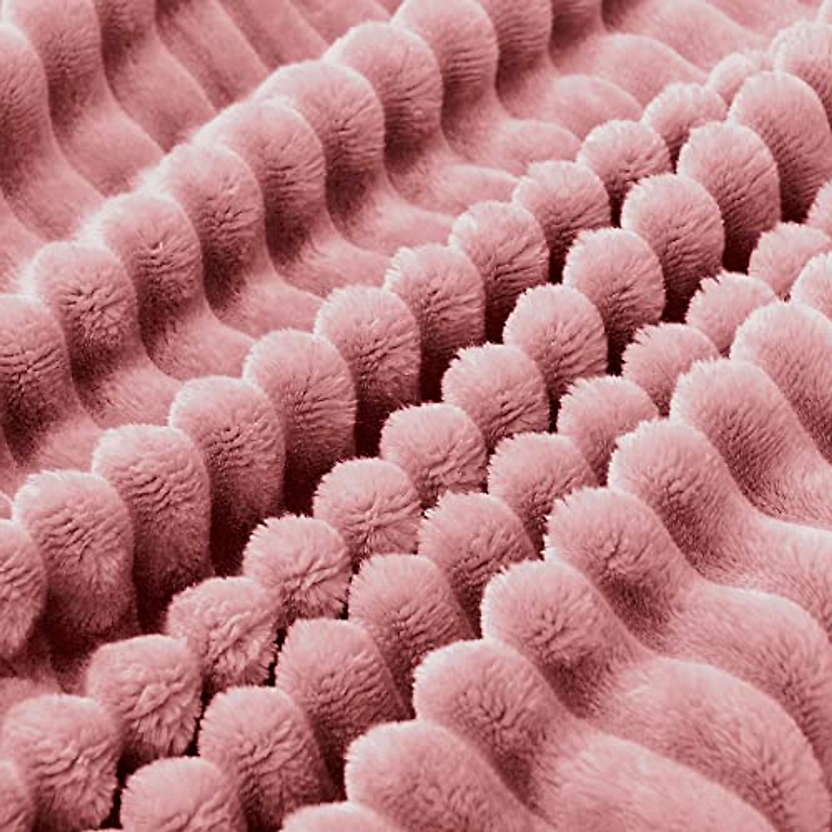 BEDELITE Fleece Throw Blanket for Couch – 3D Ribbed Jacquard Soft and Warm Decorative Spring Blankets – Cozy, Fuzzy, Fluffy, Plush Lightweight Pink Throw Blankets for Bed, Sofa, 50x60 inches