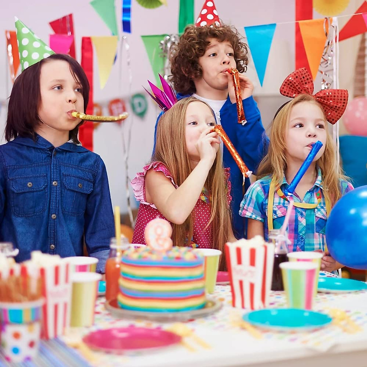 20 Pcs Blowouts Noisemakers Funny Party Blowouts Blow Horns Birthday Party Colorful Noisemakers Whistles Noise Makers for Birthday Sporting Events Graduation Wedding Party Supplies