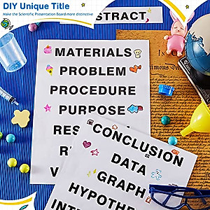 Self Adhesive Presentation Science Subtitles Science Fair Display Boards Science Fair Board Supplies Science Fair Titles for Classroom Office Science Fair Supplies (8 Set)