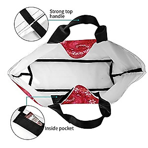 Zelamiee Love Hearts Florals Washable Large Shopping Tote Bag with Handle for Work Shopping Beach Travel