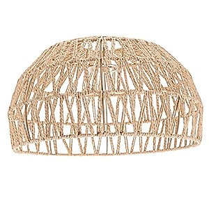 DOITOOL Imitation Rattan Paper Rope Lampshade Hanging Lights Indoor Rustic Light Fixtures Ceiling Rattan Chandelier Replacement Lampshades Rattan Basket Lampshade Woven Pendant Lamp Cover