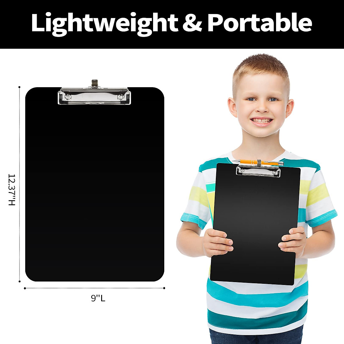 Sooez Plastic Clipboard with Pen Holder, [10% Thicker] Clip Boards 8.5x11 with Low Profile Clip, Cute Hanging Clipboard, Standard Letter Size A4 for Women Kid Teacher, Office & School Supplies, Blue