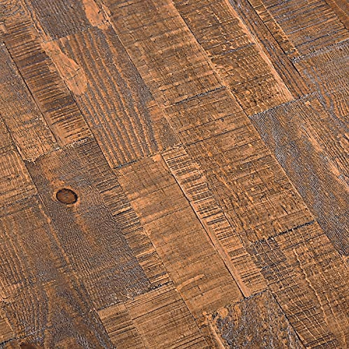 P PURLOVE Easy Assembly Hillside Rustic Natural Coffee Table with Storage Shelf for Living Room (Brown)