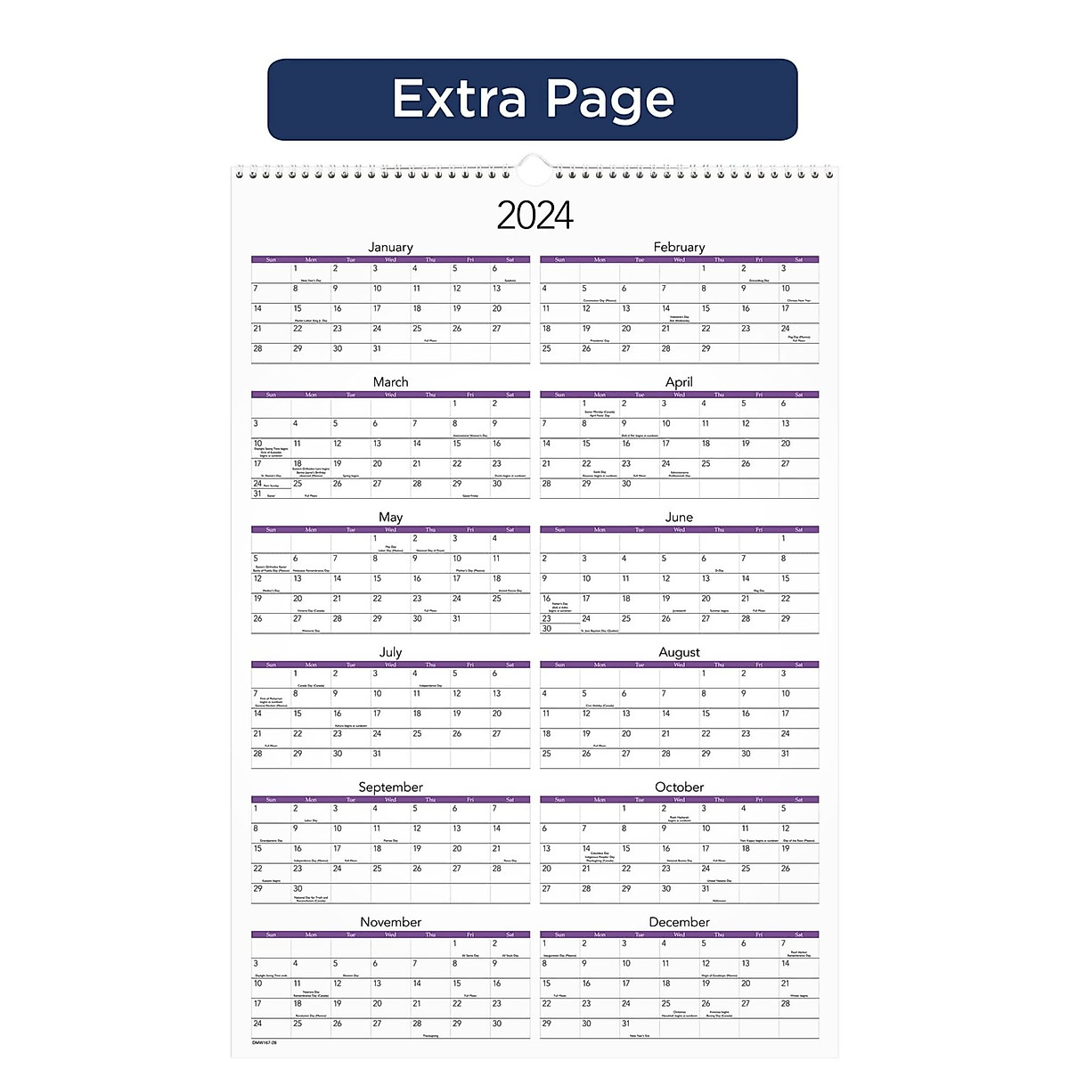 2024 AT-A-GLANCE® Puppies Monthly Wall Calendar, 15-1/2" x 22-3/4", January to December 2024, DMW16728