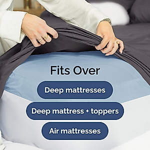 Extra Deep Queen Sheet Set - 6 Piece Breathable & Cooling Sheets - Hotel Luxury Bed Sheets Set - Easy & Secure Fit - Soft, Wrinkle Free & Comfy Sheets Set - Grey Sheet Set w/Extra Deep Pockets