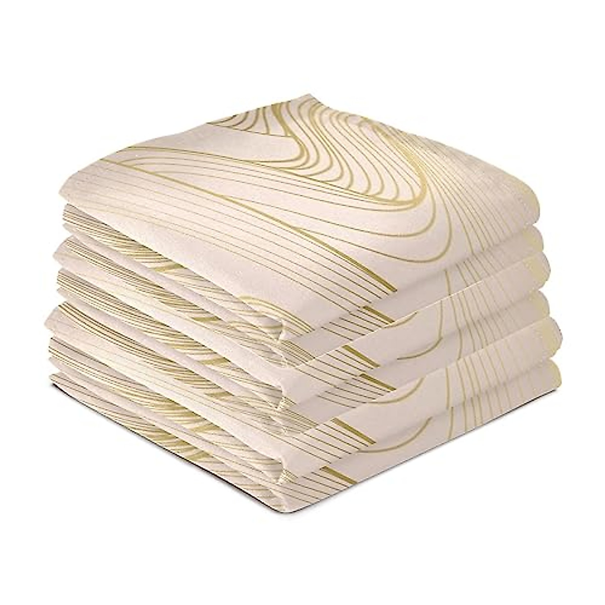 FUGIDOG Kitchen Dish Towels Set of 4, Luxury Gold Line Pattern Ultra Soft Absorbent Kitchen Towels Tea Towels Hand Towels Quick Drying Reusable Cleaning Cloths, 18 x 28 inch