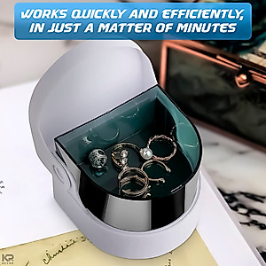 Sonic Cordless Denture Cleaner for Jewellery Ring, Necklace, Coins & Dentures - Portable Battery Vibrating Machine for Professional or Personal Use