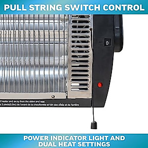 Comfort Zone Ceiling Mounted Space Heater, 90 Degree Adjustable Tilt, Dual Quartz, Radiant, Electric, Safety Grille, Overheat Protection, Hardware Included, Ideal for Workshop, Garage, 1,500W, CZQTV5M