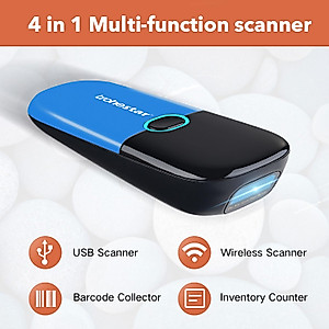 Wireless Barcode Scanner Support Bluetooth 2.4GHz USB Connection,1D Barcode Reader, Handhold Bar Code Reader for Windows, Mac, Android, iOS (N3-1D-Navy Blue)