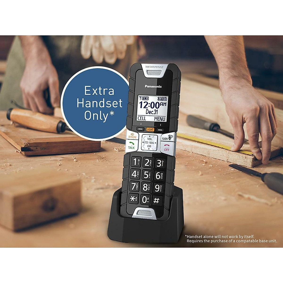 Panasonic Rugged Cordless Phone Handset Accessory Compatible with TGD8xx, TGE6xx and TGF9xx Series Cordless Phone Systems - KX-TGTA61B (Black)