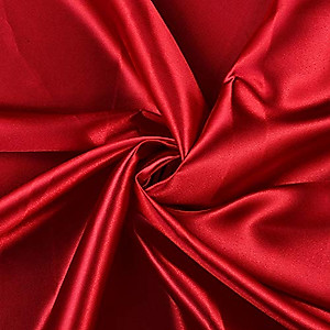 mds Pack of 5 Charmeuse Bridal Solid Satin Fabric by The Yard for Wedding Dress Fashion DIY Crafts Costumes Decorations Apparel Crafts Drapery Silky & Shiny Satin 44" Wide Roll-Apple Red