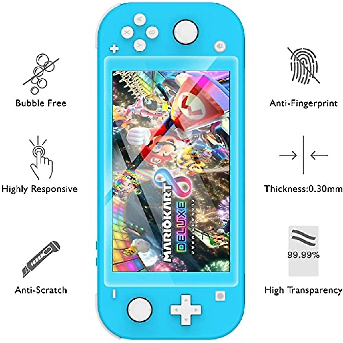 HEYSTOP Kompatybilna Torba do przenoszenia Nintendo Switch Lite, ochronne case NA wyświetlacz z z hartowanego szkła, karta do greed, 6 nakładek NA kciuk do zestawu akcesoriów Nintendo Switch Lite