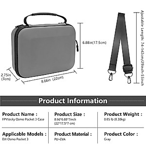 FPVtosky Hard Carrying Case for DJI Osmo Pocket 3/ Creator Combo, Portable Osmo Pocket 3 Storage Case Carry Bag, DJI Pocket 3 Accessories [Case Only]