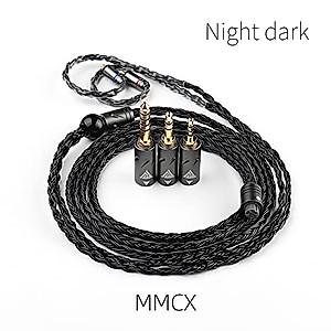 Linsoul QKZ Q1 MAX 16-Stand 352 Cores Silver-Plated HiFi Earphones Upgrade Cable with Interchangeable 2.5mm/3.5mm/4.4mm Plug Replacement Cable for Audiophile (Black, MMCX)