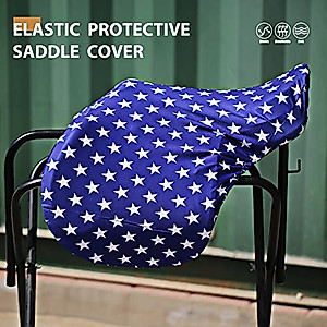 Harrison Howard Stretchy Saddle Cover Keep Saddle Scratch-and-Dust Free Multi-Prints Dressage Saddle Cover-Lined Stars
