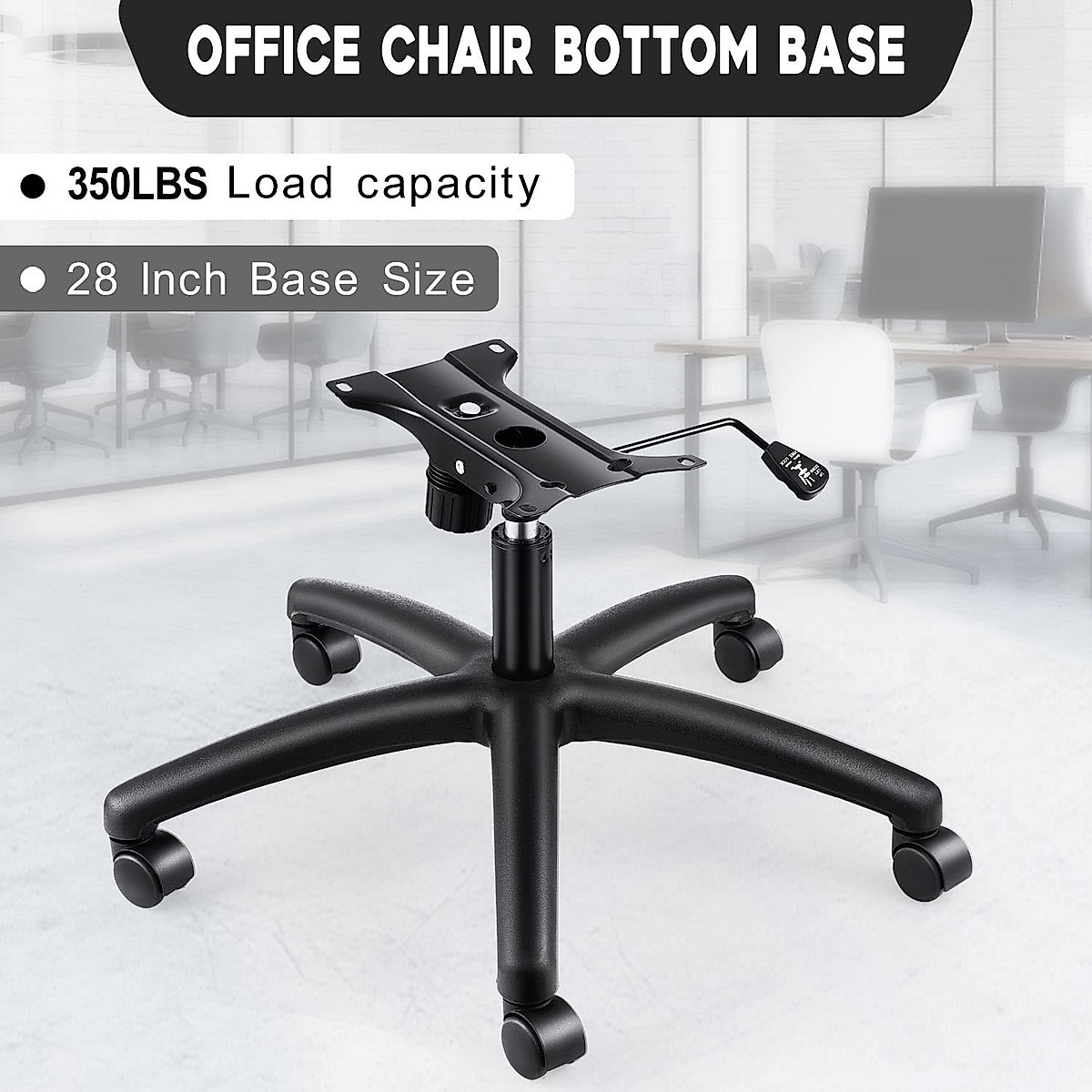Topdeep 28" Swivel Chair Base Replacement, Office Chair Base, 350 Pounds Heavy Duty Gaming Chair Replacement Base with Bottom Plate Stand Cylinder and Casters