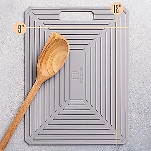 4 Large Silicone Trivet Mats – 9x12 in. Silicone Mats for The Kitchen Counter – Heat Resistant to 572° – Your Large Hot Pads are Placemats, Dish Drying Mats, Pot Holders, More by Practic Plus (Gray)