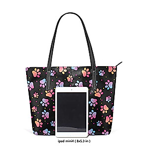 senya Animal Paw on Black Background Handbags Shoulder Bags Leather Crossbody Handbag for Women Tote Satchel