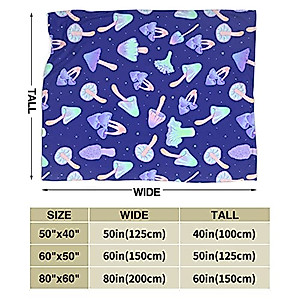 shangtiezao Magic Mushroom Blanket Throw Blanket Lightweight Blanket Flannel Blanket for Sofa Couch Bed, Super Cozy and Comfy for All Seasons 50"X40" Navy Blue