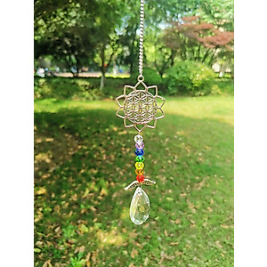 Healing Crystal Car Hanging Flower of Life Accessories Rearview Mirror Window Garden Decorations Wall Home Decor Ornaments