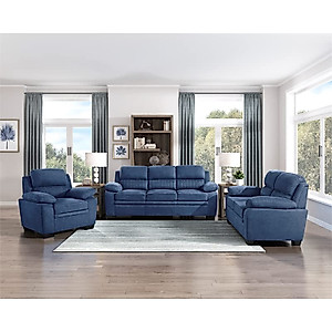 Lexicon Holleman Fabric Upholstered Sofa in Blue Color
