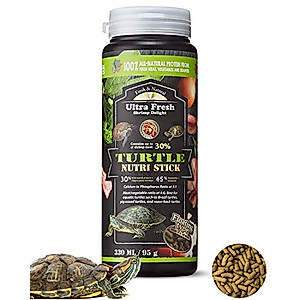 Ultra Fresh - Turtle Nutri Stick, Wild Sword Prawn, Calcium & Vitamin D Enriched Aquatic Turtle Food with Probiotics for Picky Turtles, Made from All Natural Ingredients 3.35 oz