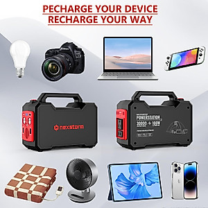 222Wh Portable Power Station, Nexstorm Solar Camping Generator 60000mAh with Flashlight Peak 300W AC Outlet DC Ports for Home Camping Emergency Backup Supply Laptop CPAP