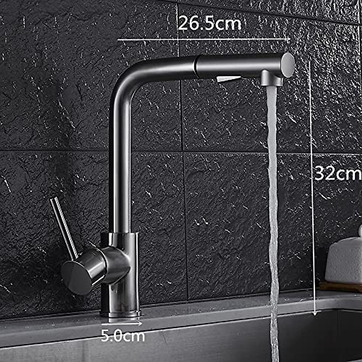 Kitchen Sink Faucet for Bar Farmhouse Commercial, Swiveling Kitchen Faucet, Brass Brushed Nickel High Arch Kitchen Sink Faucet, Pull Out Rotation Spray Mixer Tap (Color : Chrome)