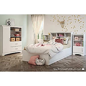 South Shore Callesto Mates Bed with 3 Drawers, Twin, Pure White