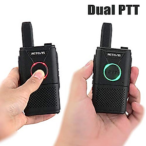 Retevis RT18 Rechargeable Walkie Talkies,Portable FRS Two-Way Radios,Dual PTT,Metal Clip,Small Mini Walkie-Talkie for Seniors Skiing Family Camping Elderly Easter Basket Stuffers for Kids(2 Pack)