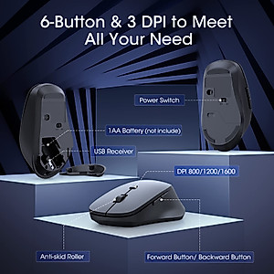 Veilzor Wireless Keyboard and Mouse Combo, 2.4GHz Lag-Free Ergonomic Keyboard Full-Size with Phone Holder & 10 Independent Shortcuts, Silent Mouse with 4 DPI for Computer, Desktop, Laptop