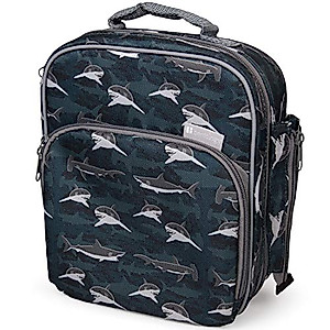 Insulated Lunch Box w Snack Pocket & Water Bottle Holder- Boys or Kids School Lunchbox Tote Keeps Food Hotter or Colder Longer- Reusable Bag Fits Most Bento Boxes Ice Packs Nesting Containers - Shark