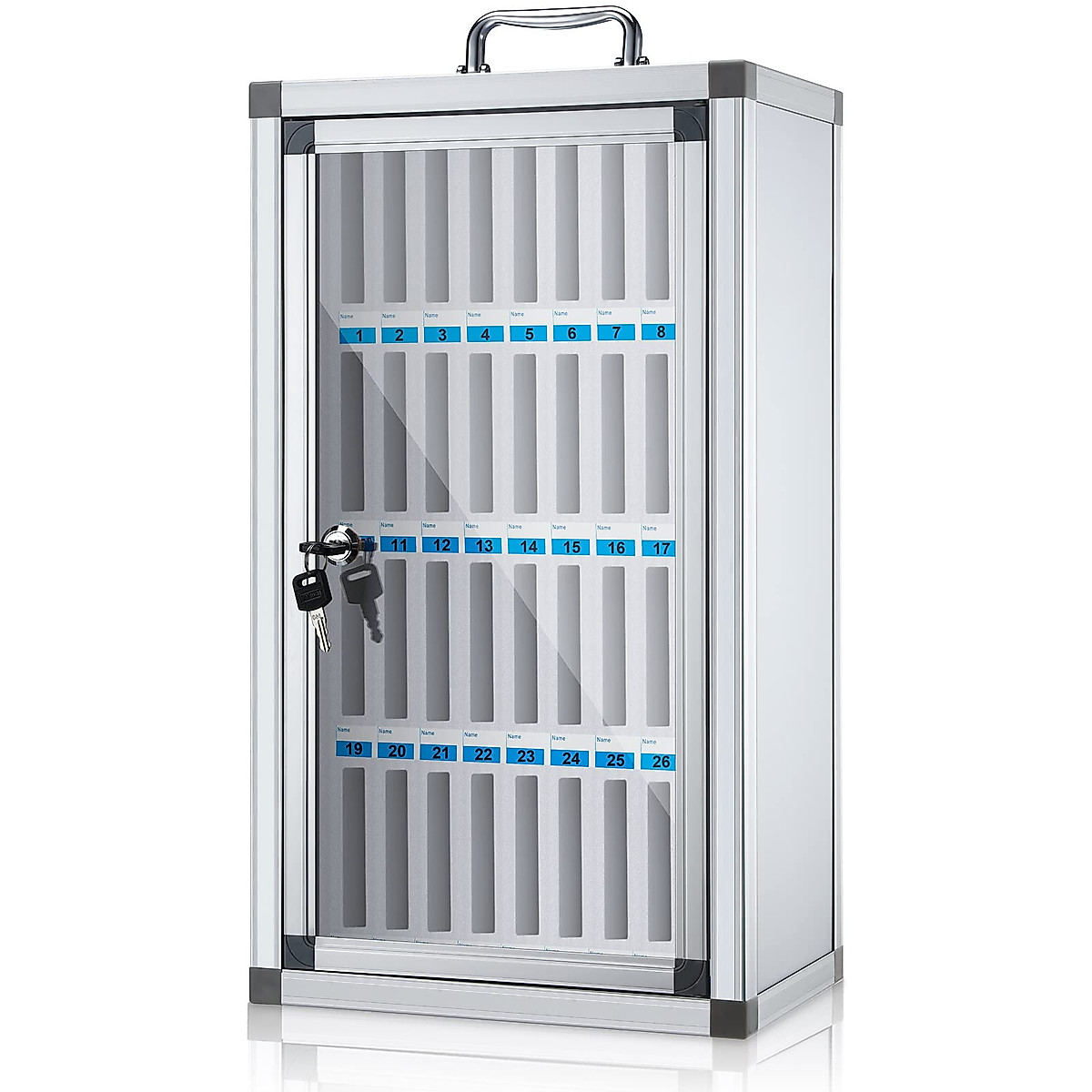 Amylove Cell Phone Locker Cabinet Aluminum Alloy Pocket Chart Storage Locker Box Cabinet Wall-Mounted Cell Phones Storage Cabinet Cell Phones Locker Box with Handle for Office Classroom Gym (36 Slots)