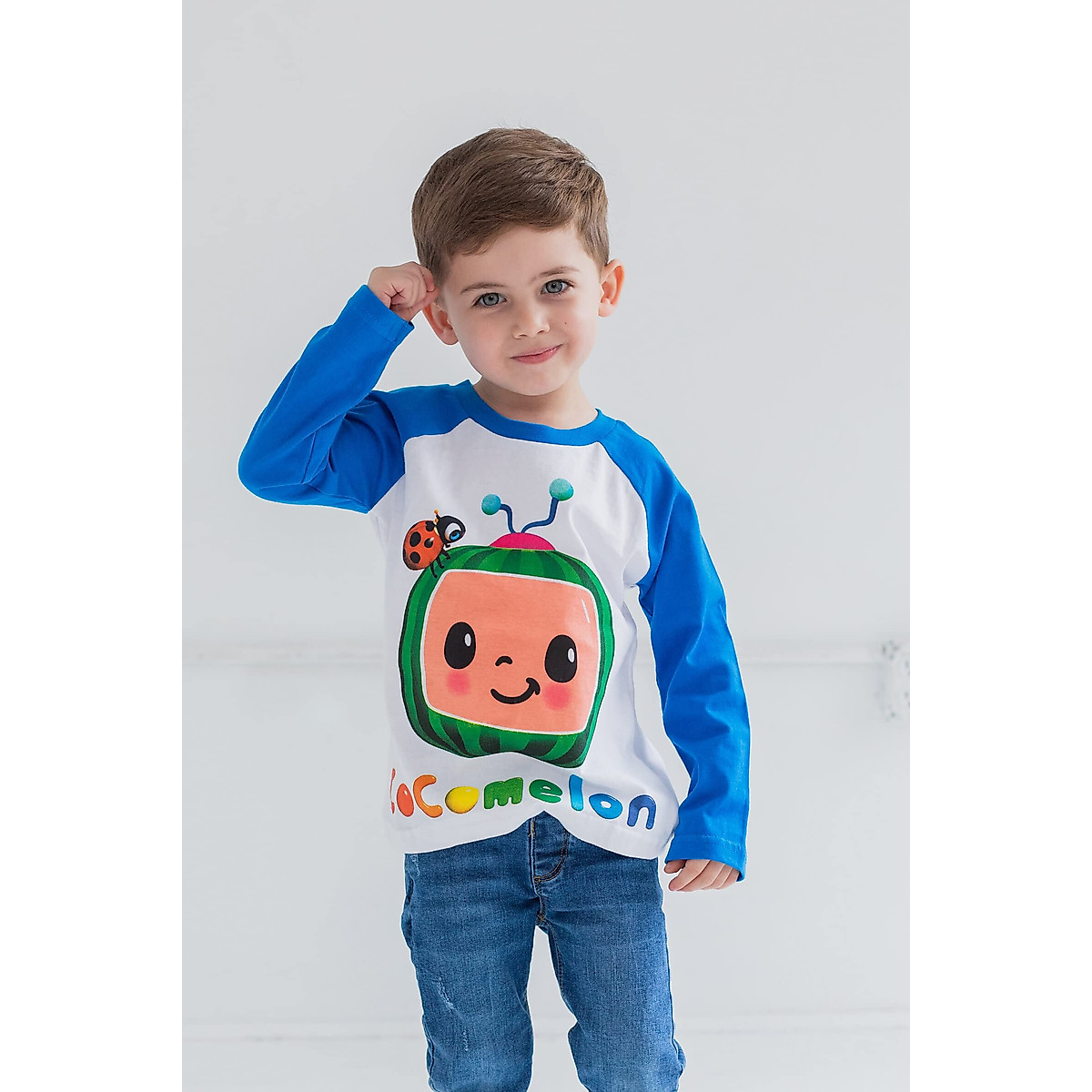 CoComelon JJ Kitty Infant Baby Boys 2 Pack Long Sleeve Graphic T-Shirts White/Heather Gray 18 Months