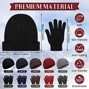 24 Pack Winter Beanies Gloves Cold Weather Unisex Hat Warm Knit Gloves Beanies in Bulk for Men Women, Warm Gift (Black)