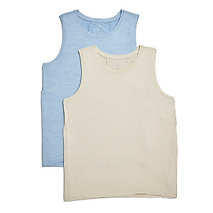 Danskin Women's Essential Breathe 2 Pack Tank, Birch/Placid Blue, X-Large