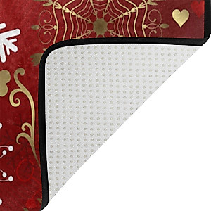 SUABO Christmas Area Rug, Red Snowflakes Non Slip Area Rug Nursery Rug Floor Mats Carpet for Living Dinning Room Bedroom Kitchen 3'x5'