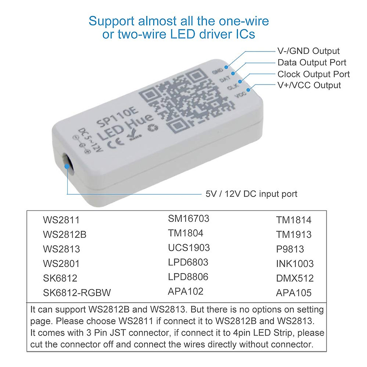 ALITOVE WS2812B WS2811 Addressable LED Bluetooth Controller iOS Android App Wireless Remote Control DC 5V~12V for SK6812 SK6812-RGBW WS2812 SM16703 Dream Color Programmable RGB LED Strip Pixel