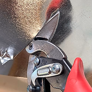 MIDWEST Aviation Snip - Left Cut Upright Tin Cutting Shears with Forged Blade & KUSH'N-POWER Comfort Grips - MWT-6900L