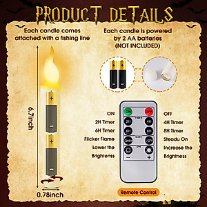 Qmioti Floating Candles with Wand Timer Remote Control - 12 Pack Flickering Warm Light LED Candle, Halloween Decorations for Indoor Outdoor Home Room, Party, Birthday, Wedding (White)