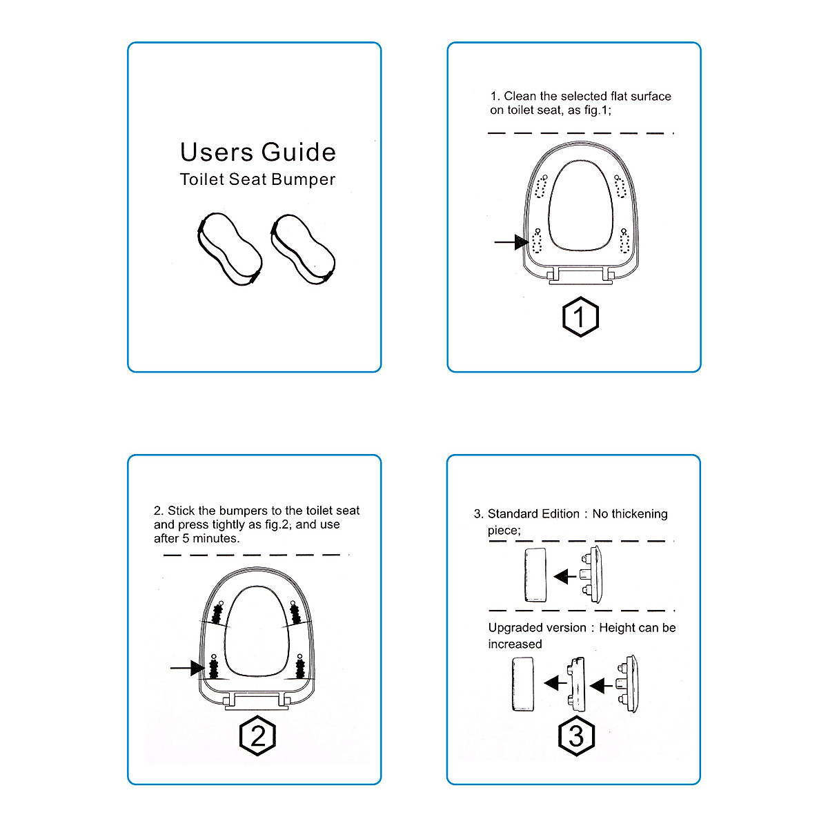 Bidet Bumper, 4PCS Height-increasing Pads, Universal Seat Bumper Kit with Strong Adhesive, Replacement Bumpers for Toilet Seat