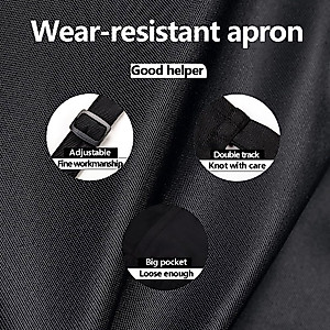URED 2pcs Black Apron For Women，Bib Kitchen Apron Set，Extra Long Protection From Knee To Chest，Nail Tech Apron With Pockets，Artist Apron With Pockets，Chef Apron Elegant life RPET fabric