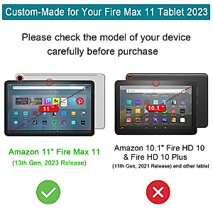 All-New Amazon Fire Max 11 Tablet case (13th Generation, 2023 Release), DJ&RPPQ Full Body Rugged Hands-Free Viewing Stand Back Cover with Screen Protector, Incompatible with iPad Samsung - Black