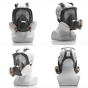 Respirator Mask Full Face Reusable Gas Mask Large Screen Organic Vapor Mask and Anti-fog for Painting, mechanical polishing, logging, welding, Against Dust, Polishing,Staining,Sanding &Cutting 4006