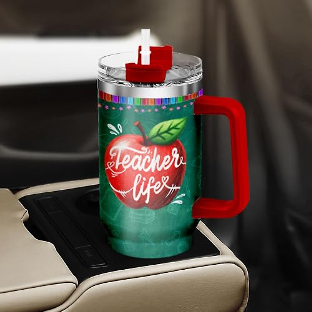 99WHALE Teacher Gifts, Appreciation For Math Teachers Insulated Women Lime Coffee Tumblers Cups Funny Straws Pack, Tumbler 40 Oz With Handle Lid And Straw, Teacher Inspire